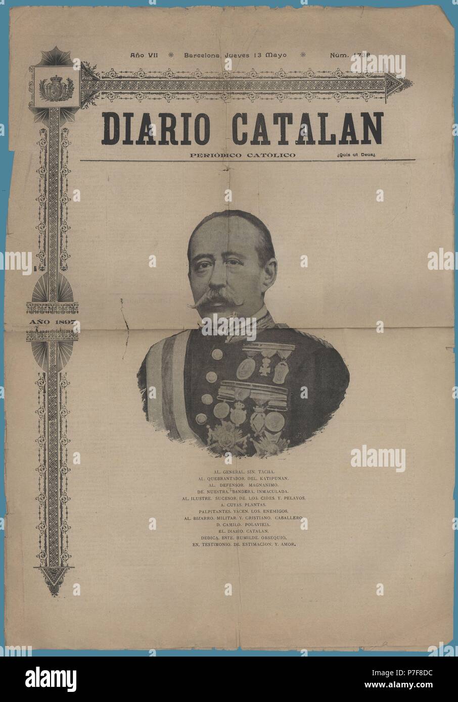 Portada del periódico Diario Catalán, editado en Barcelona, mayo de ...