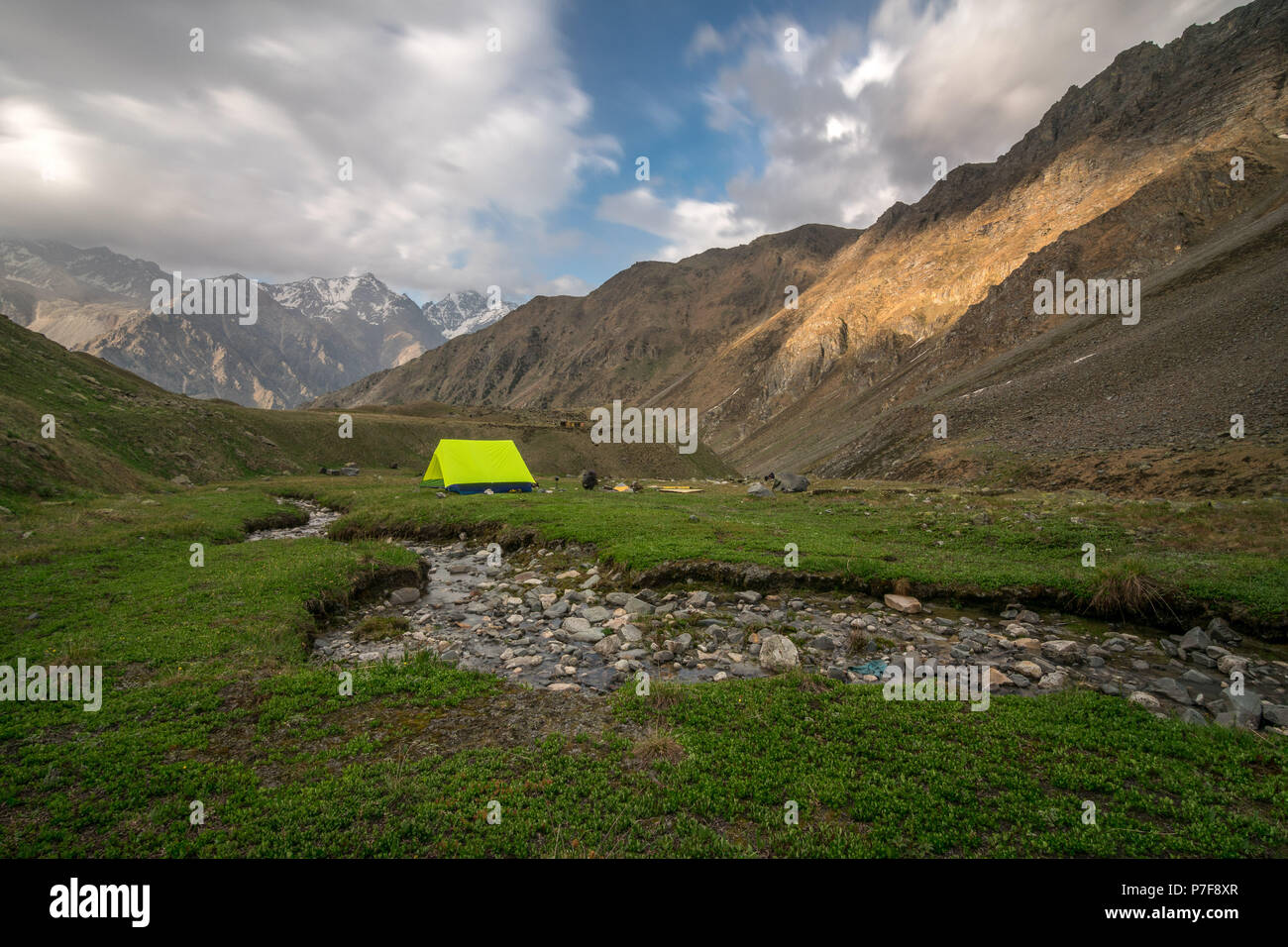 Camping in Chitkul Village Trek, Himachal Pradesh Stock Photo - Alamy