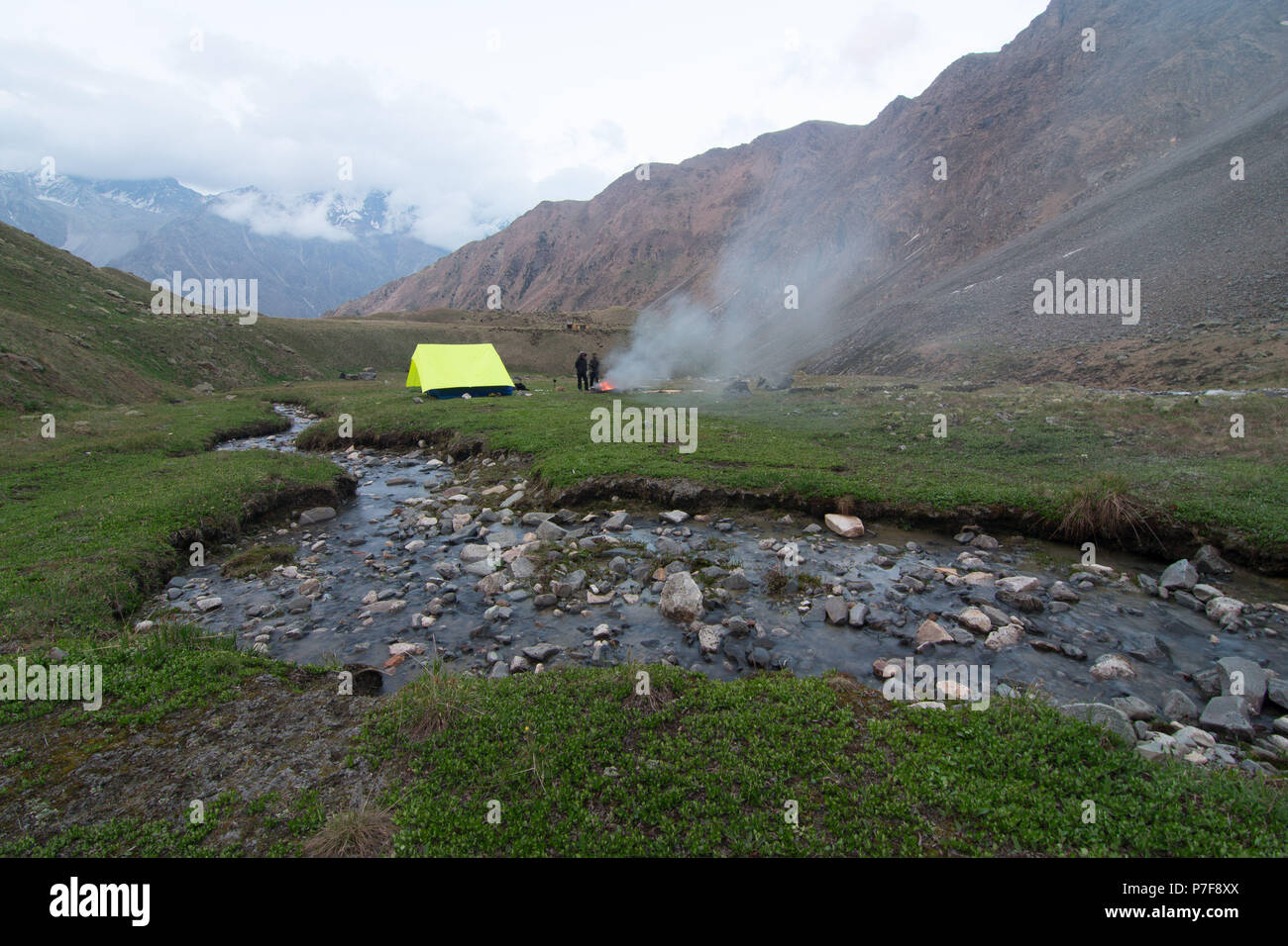 Camping in Chitkul Village Trek, Himachal Pradesh Stock Photo - Alamy