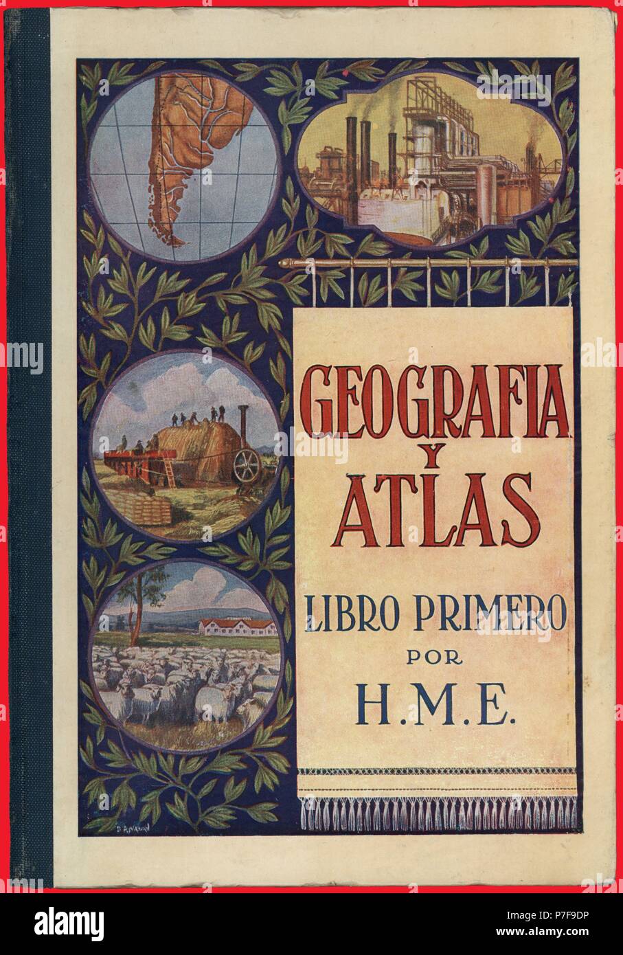 Portada del libro escolar Geografía y Atlas editado en Buenos Aires ...