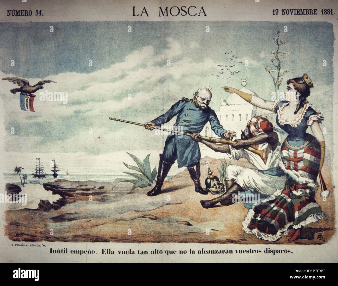GRABADO SATÍRICO, REVISTA LA MOSCA. NOVIEMBRE 1881. Museum: Barcelona ...