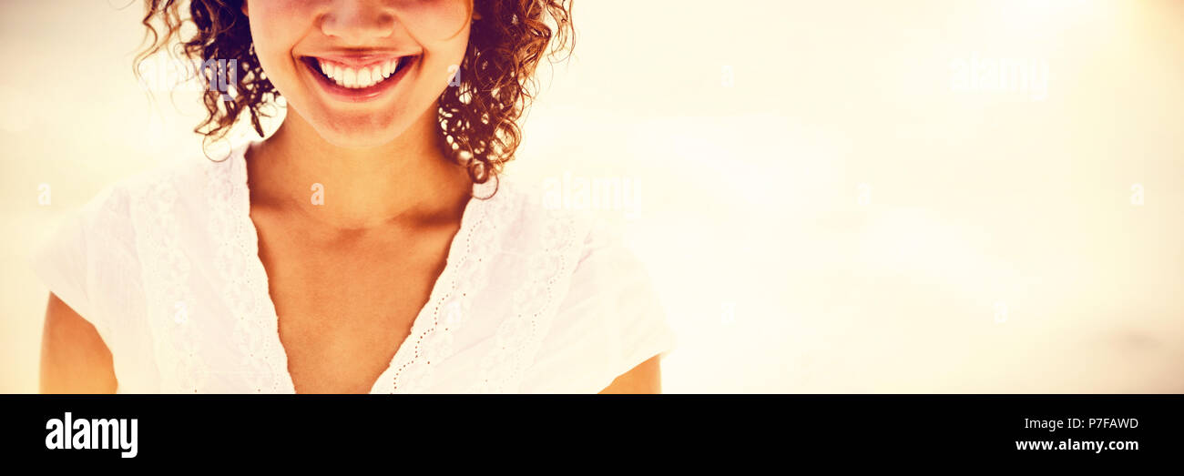 Happy woman at beach Stock Photo - Alamy