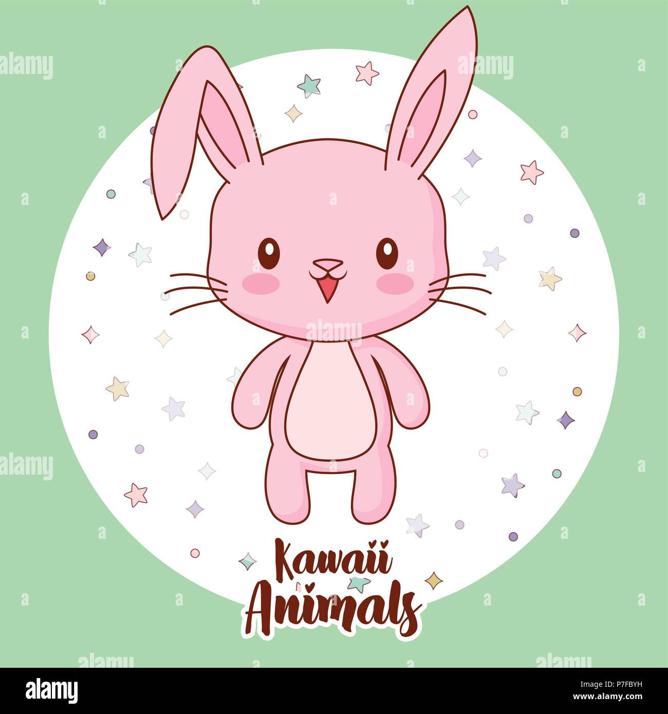 kawaii rabbit icon over green background, colorful design. vector ...