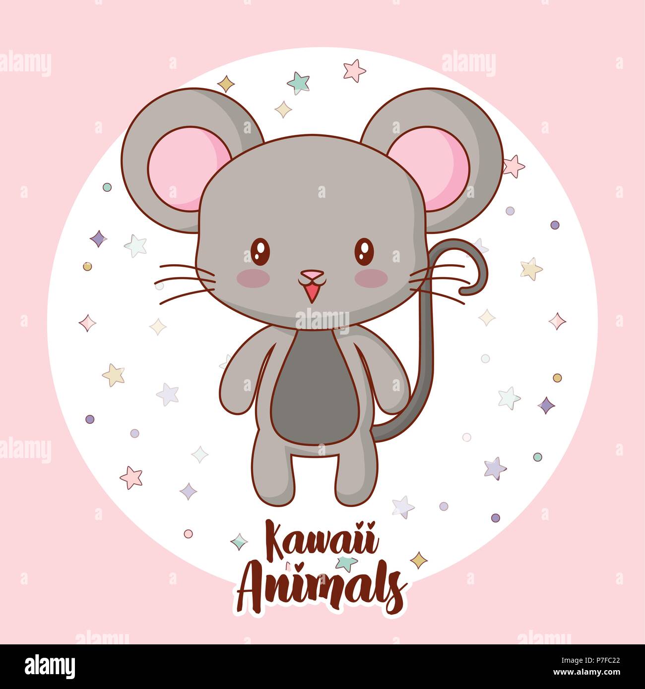 kawaii mouse icon over pink background, colorful design. vector ...