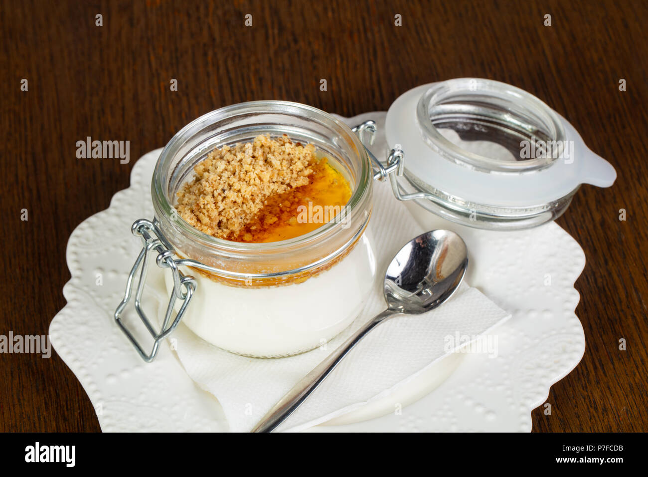 Georgian yogurt - matsoni with honey and nuts Stock Photo - Alamy