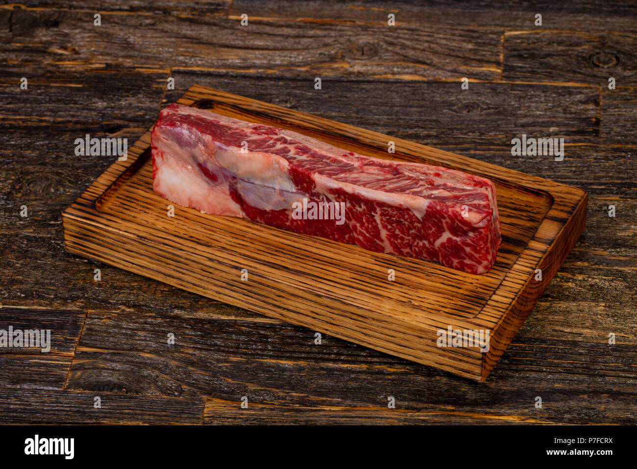 Raw beef steak Short Ribs Black Angus Stock Photo - Alamy
