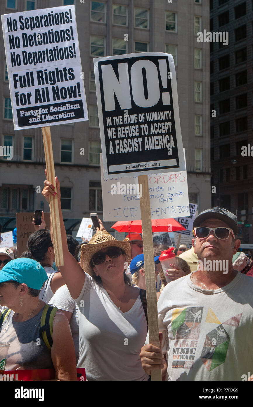 CHICAGO, ILLINOIS USA - JUNE 30, 2018: Demonstrators at the Families ...