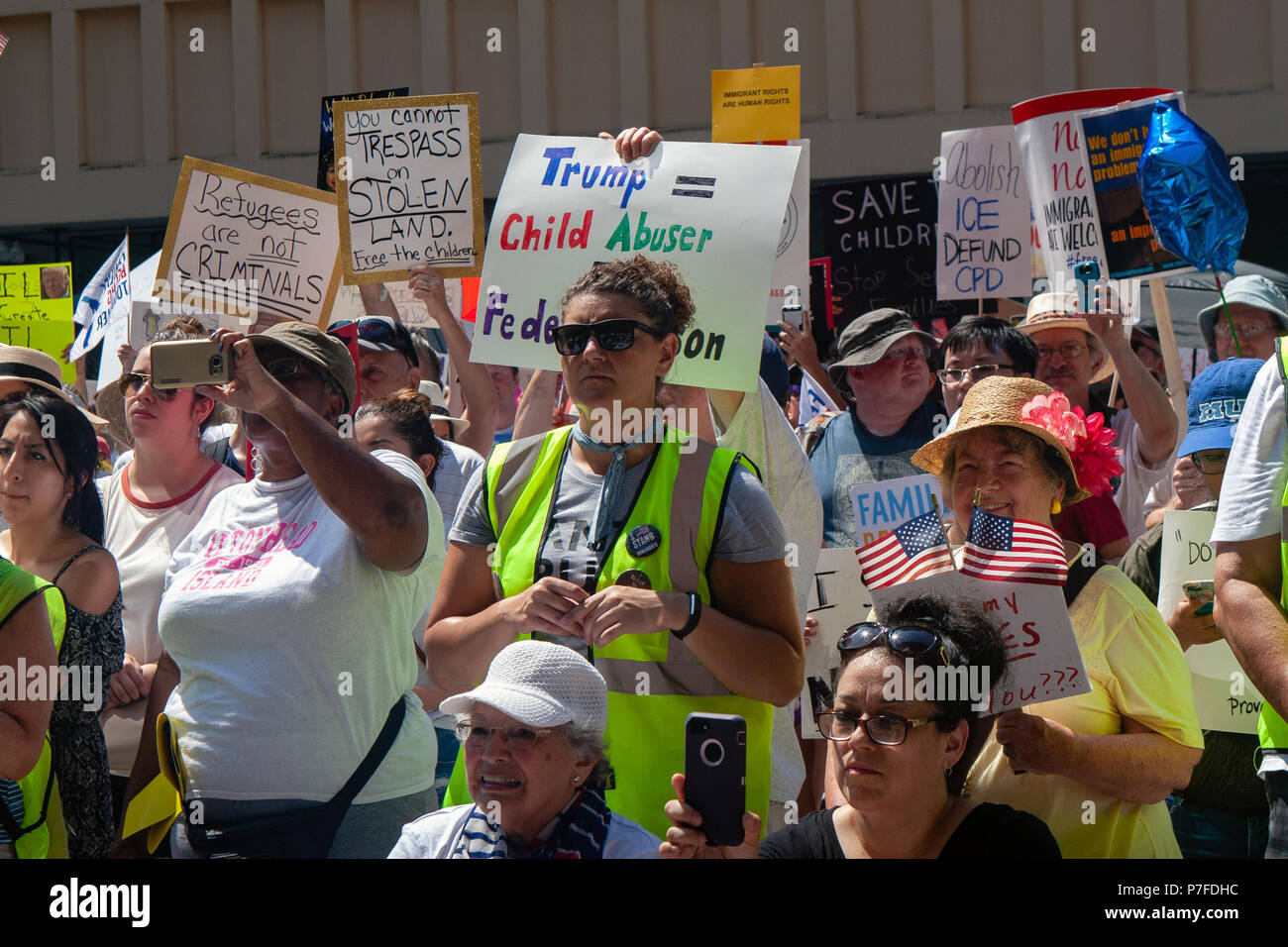 CHICAGO, ILLINOIS USA - JUNE 30, 2018: Demonstrators at the Families ...