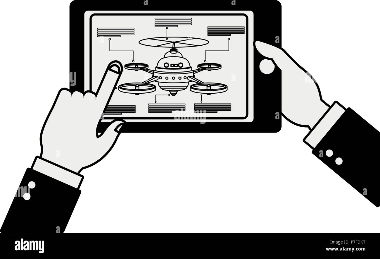 Drone tablet controllers in black and white Stock Vector Image & Art ...