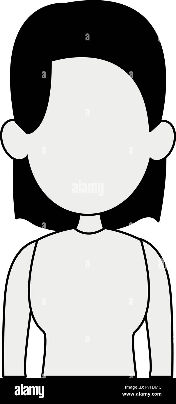 Young woman faceless profile in black and white Stock Vector Image ...
