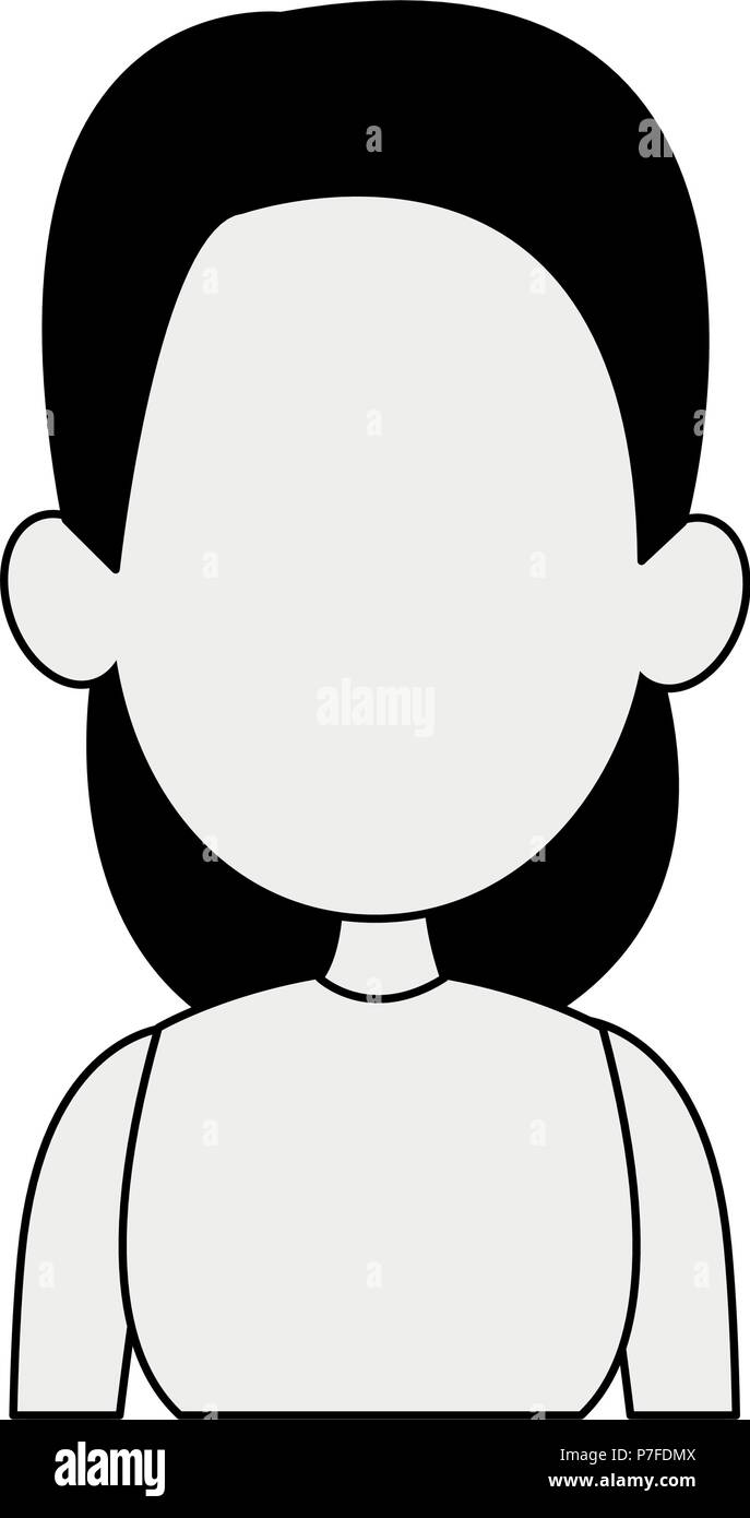 Young woman faceless profile in black and white Stock Vector Image ...