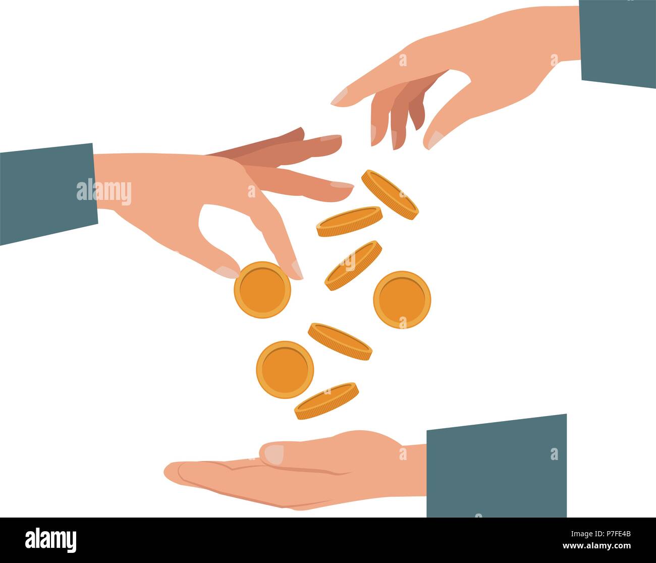 Hands gift coins hi-res stock photography and images - Alamy