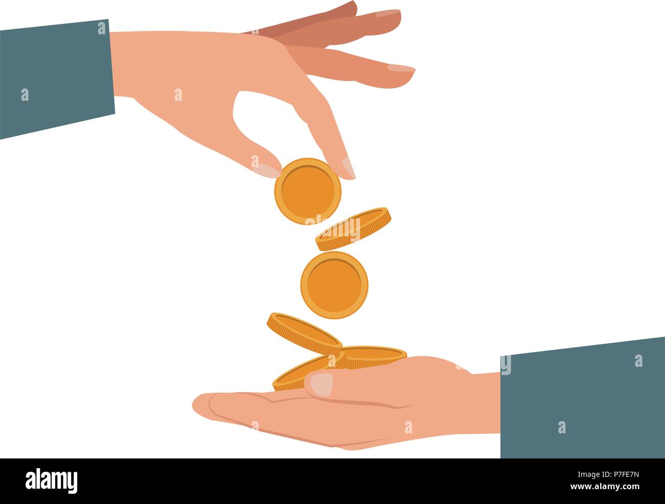 Hands giving coins Stock Vector Image & Art - Alamy