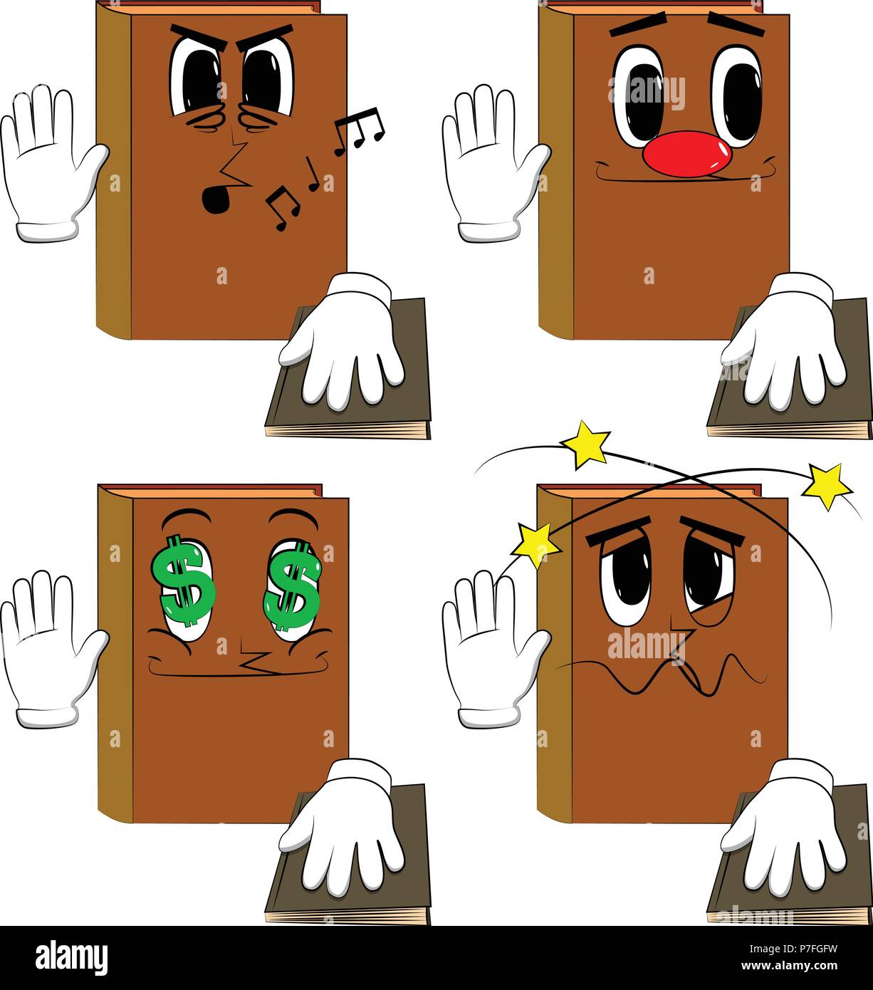 Books raising his hand and put the other on a holy book. Cartoon book ...
