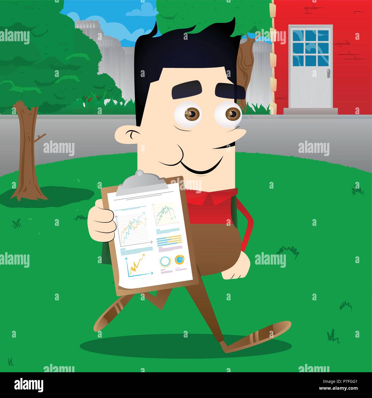 Schoolboy shows finance report. Vector cartoon character illustration ...