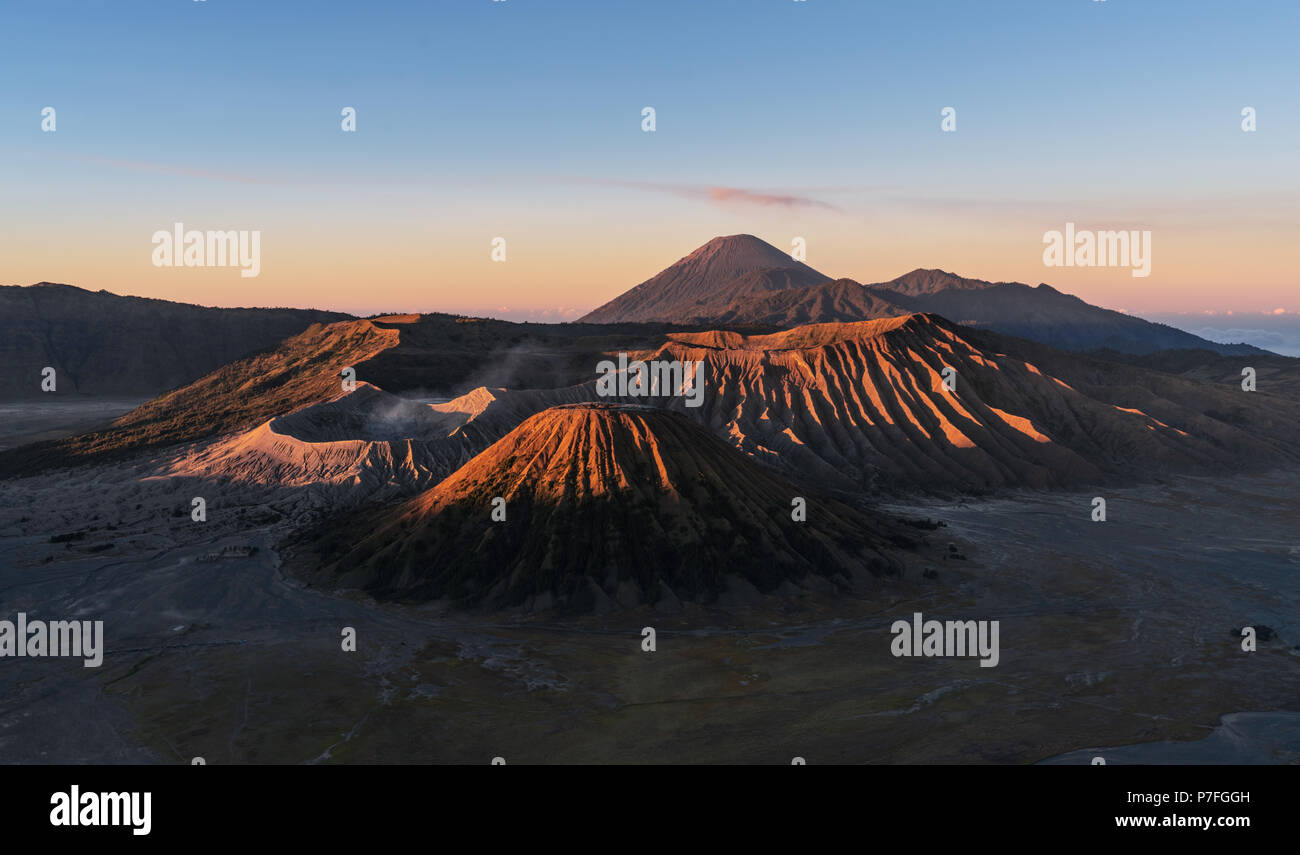 Mount Bromo volcanic in sunrise, famous travel destination and tourist ...