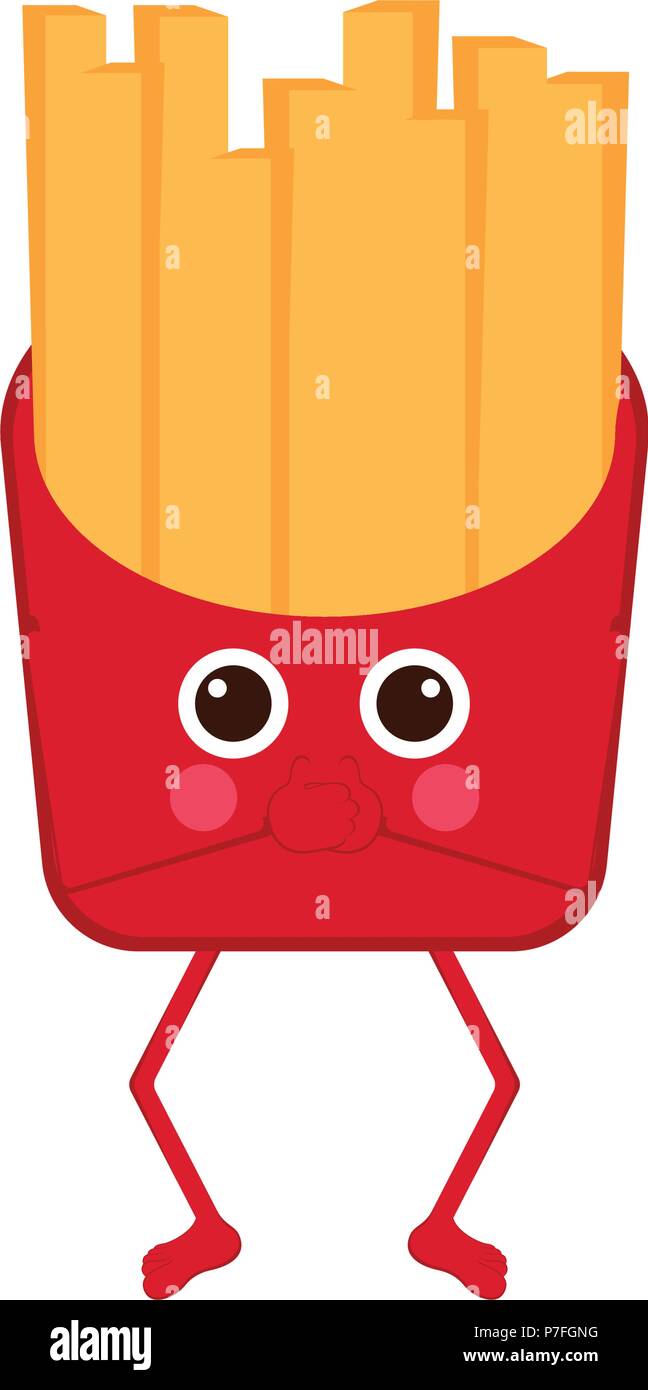 Isolated french fries emote with hands on mouth Stock Vector Image ...