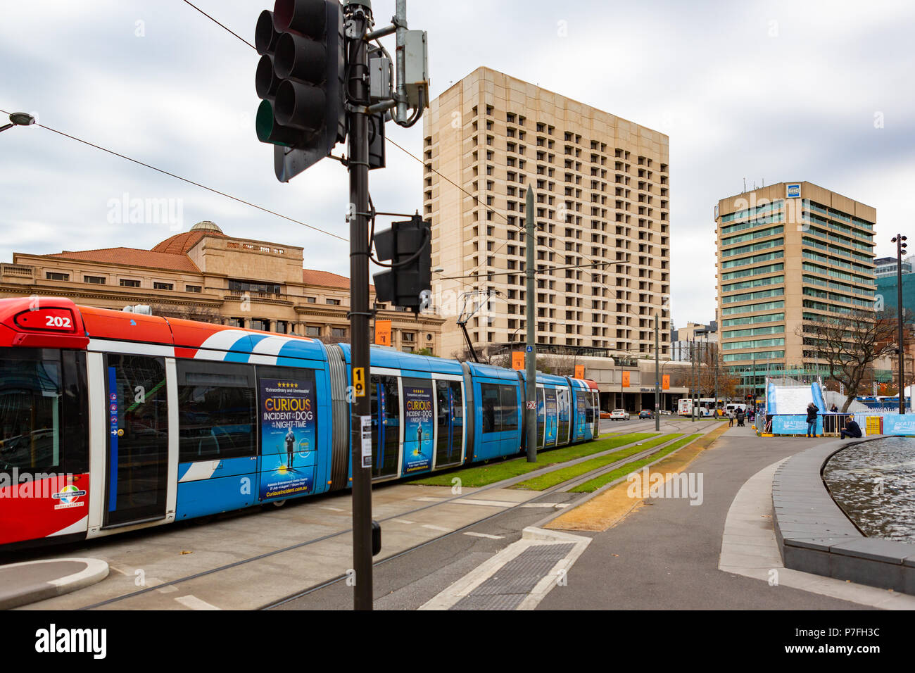 The tram running along King William Street in adelaide south australia ...