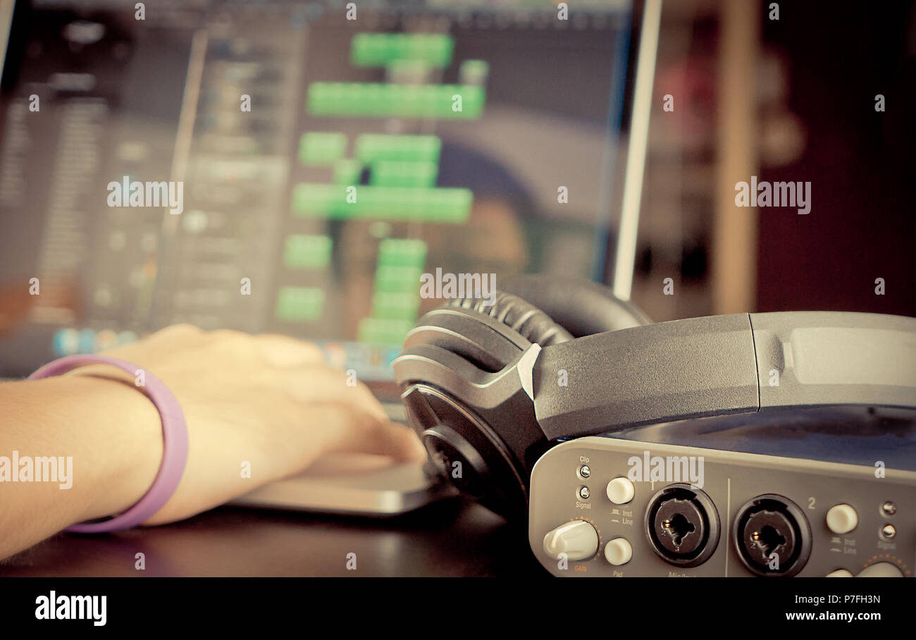 Musician working on recording hi-res stock photography and images - Alamy