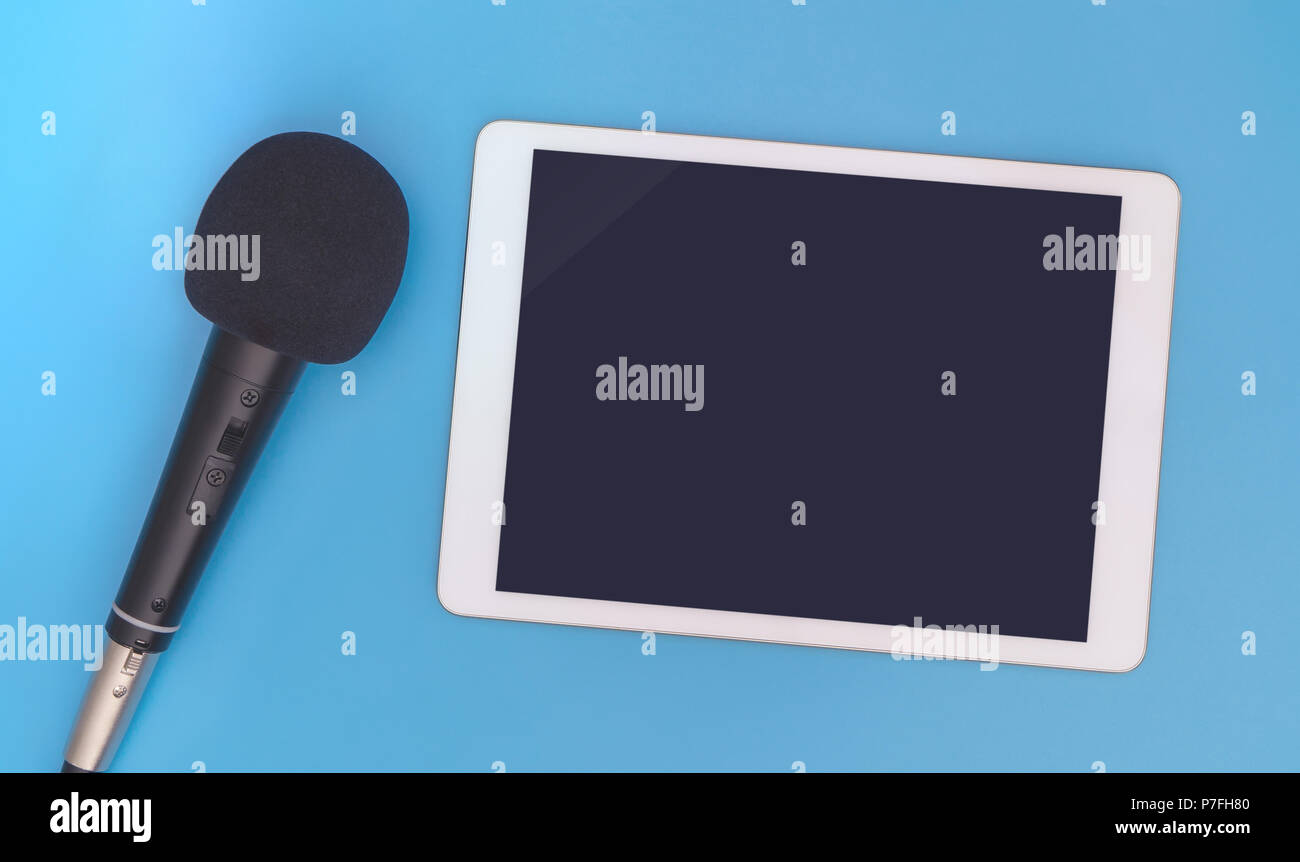 Top view black microphone hi-res stock photography and images - Alamy