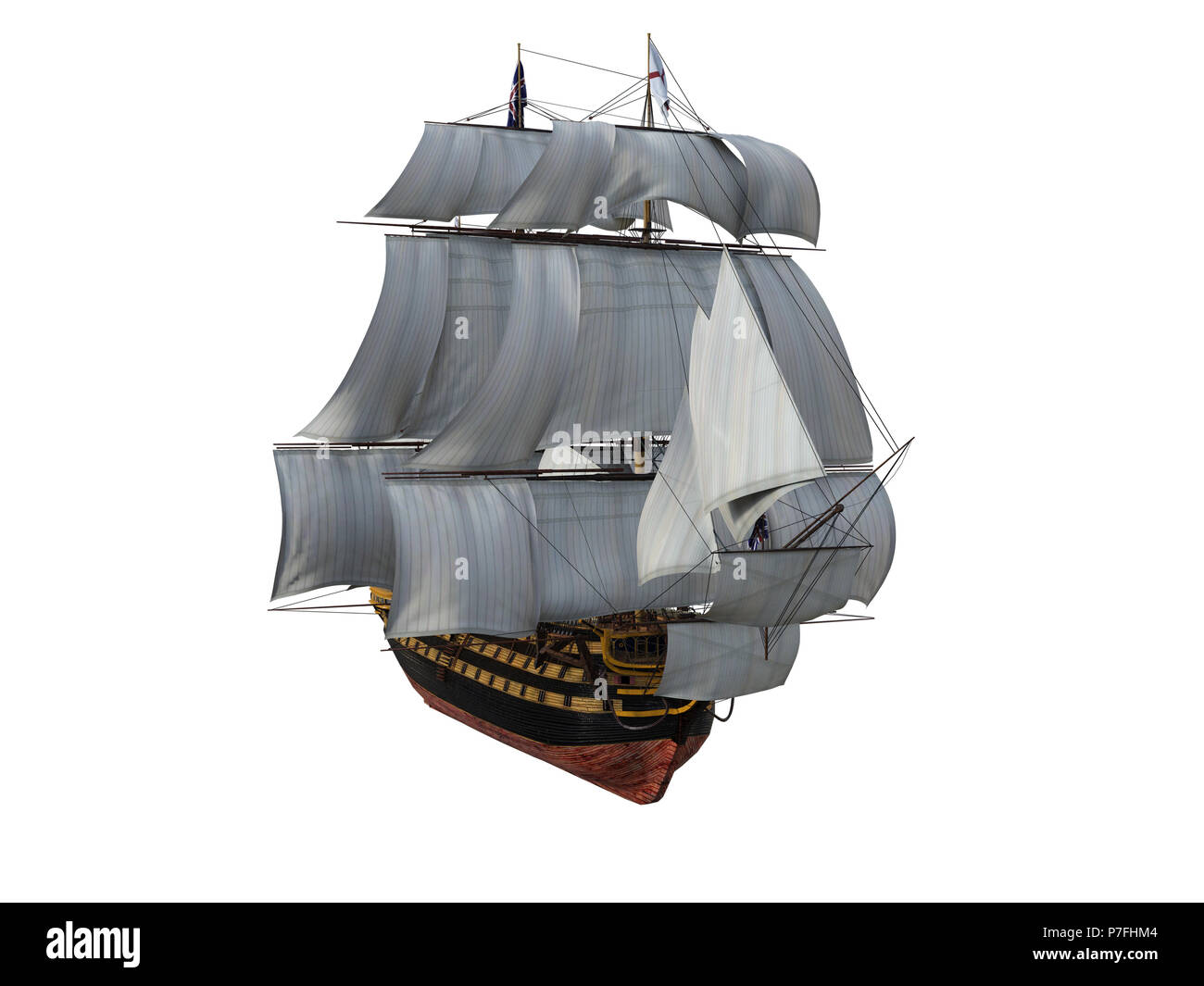 Old vintage ship isolated on white, 3d render Stock Photo - Alamy