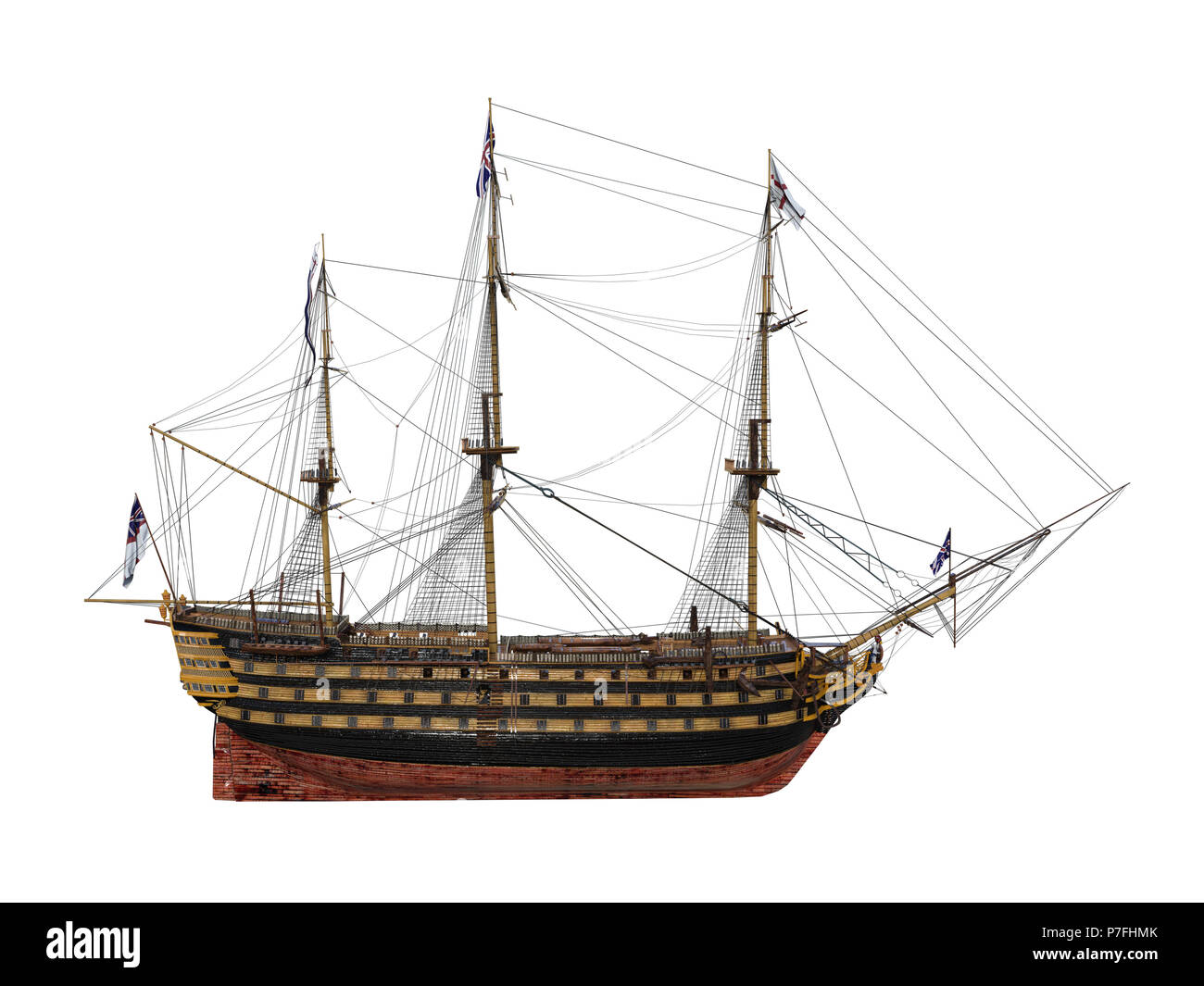 Old vintage ship isolated on white, 3d render Stock Photo - Alamy