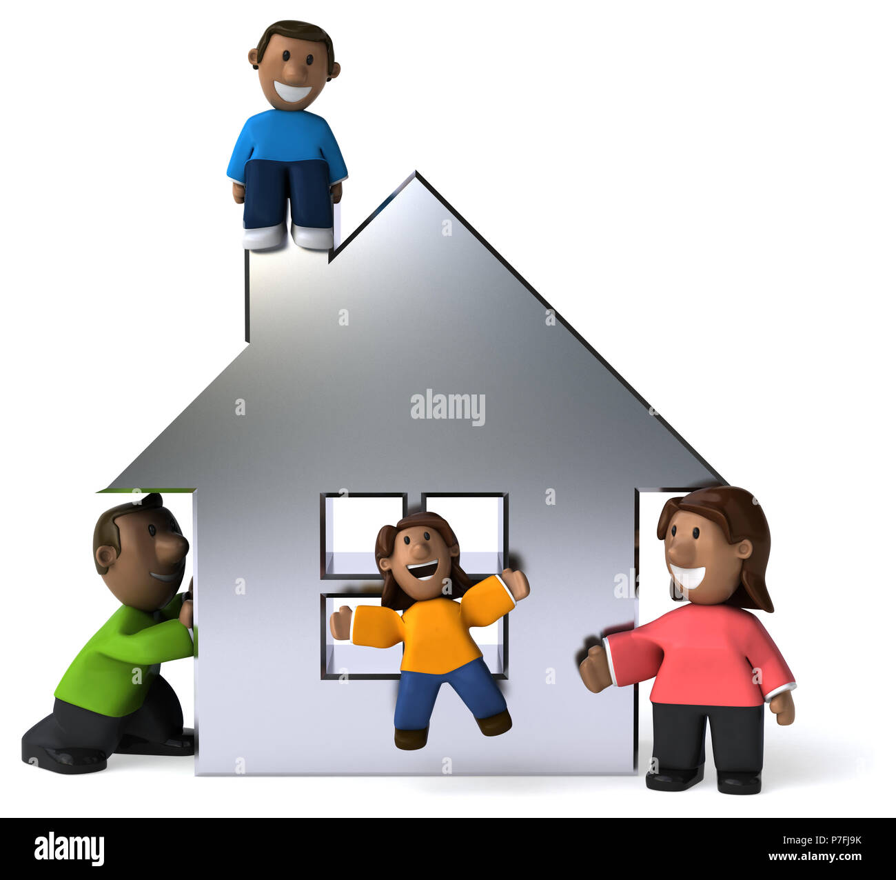 Happy family - 3D Illustration Stock Photo - Alamy