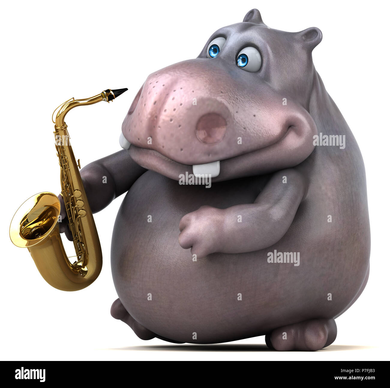 Fun hippo - 3D Illustration Stock Photo - Alamy