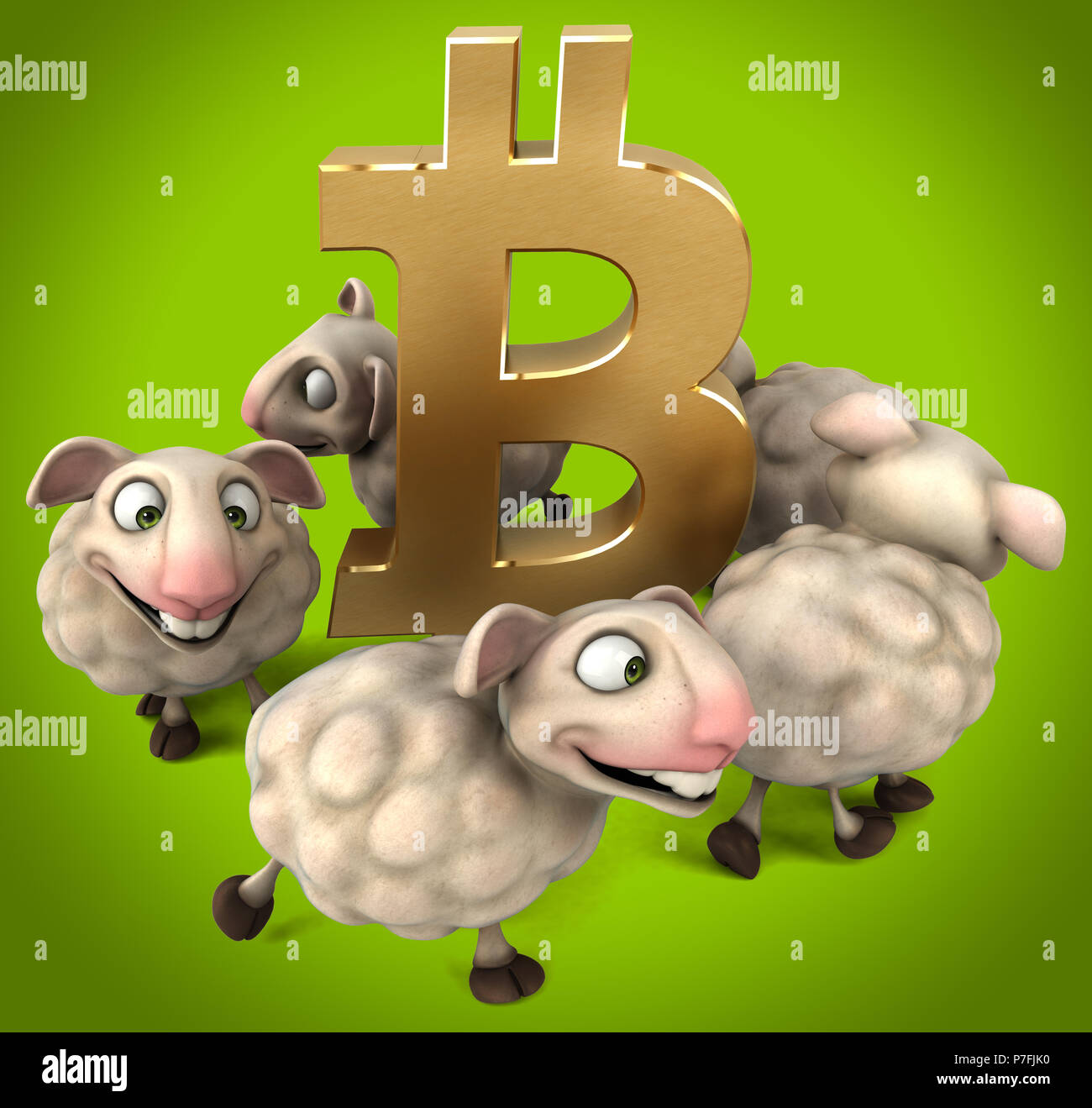 Sheep and bitcoin - 3D Illustration Stock Photo - Alamy