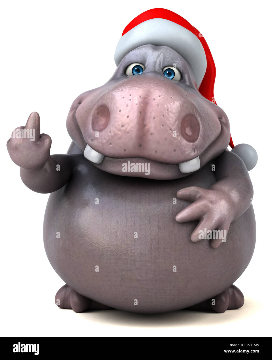 Fun hippo - 3D Illustration Stock Photo - Alamy