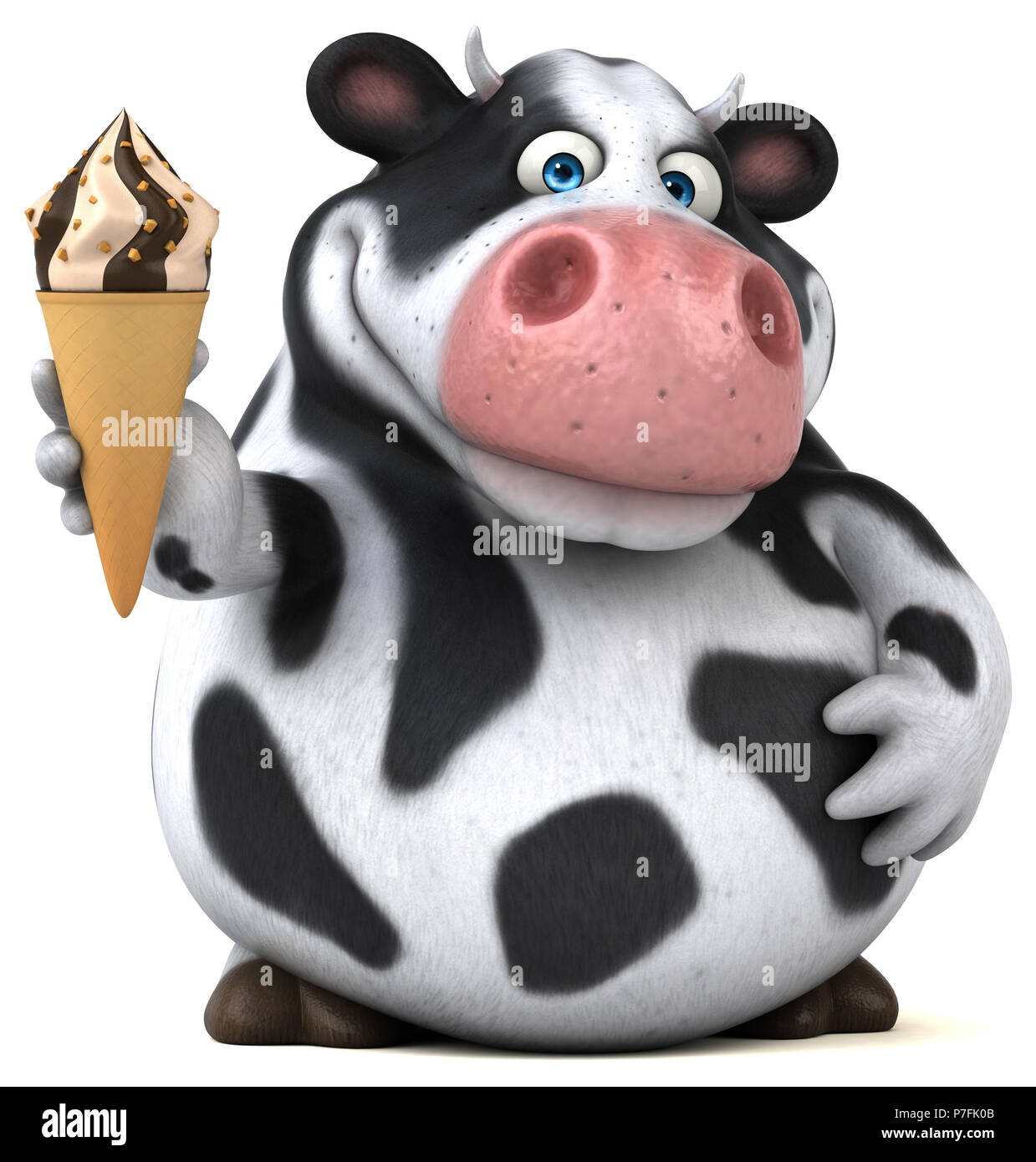Fun cow - 3D Illustration Stock Photo - Alamy