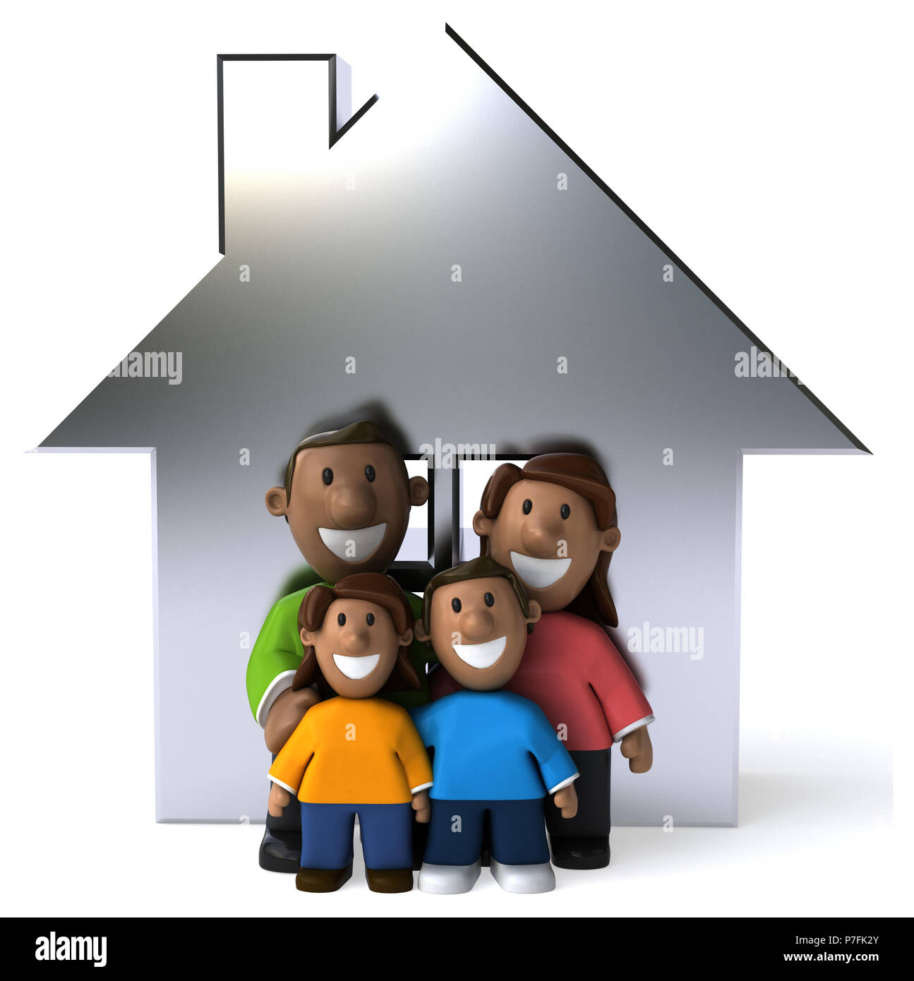Happy family - 3D Illustration Stock Photo - Alamy