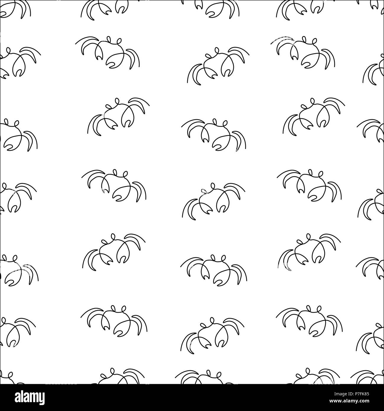 Crab animal pattern seamless. Vector illustration. Isolated white ...