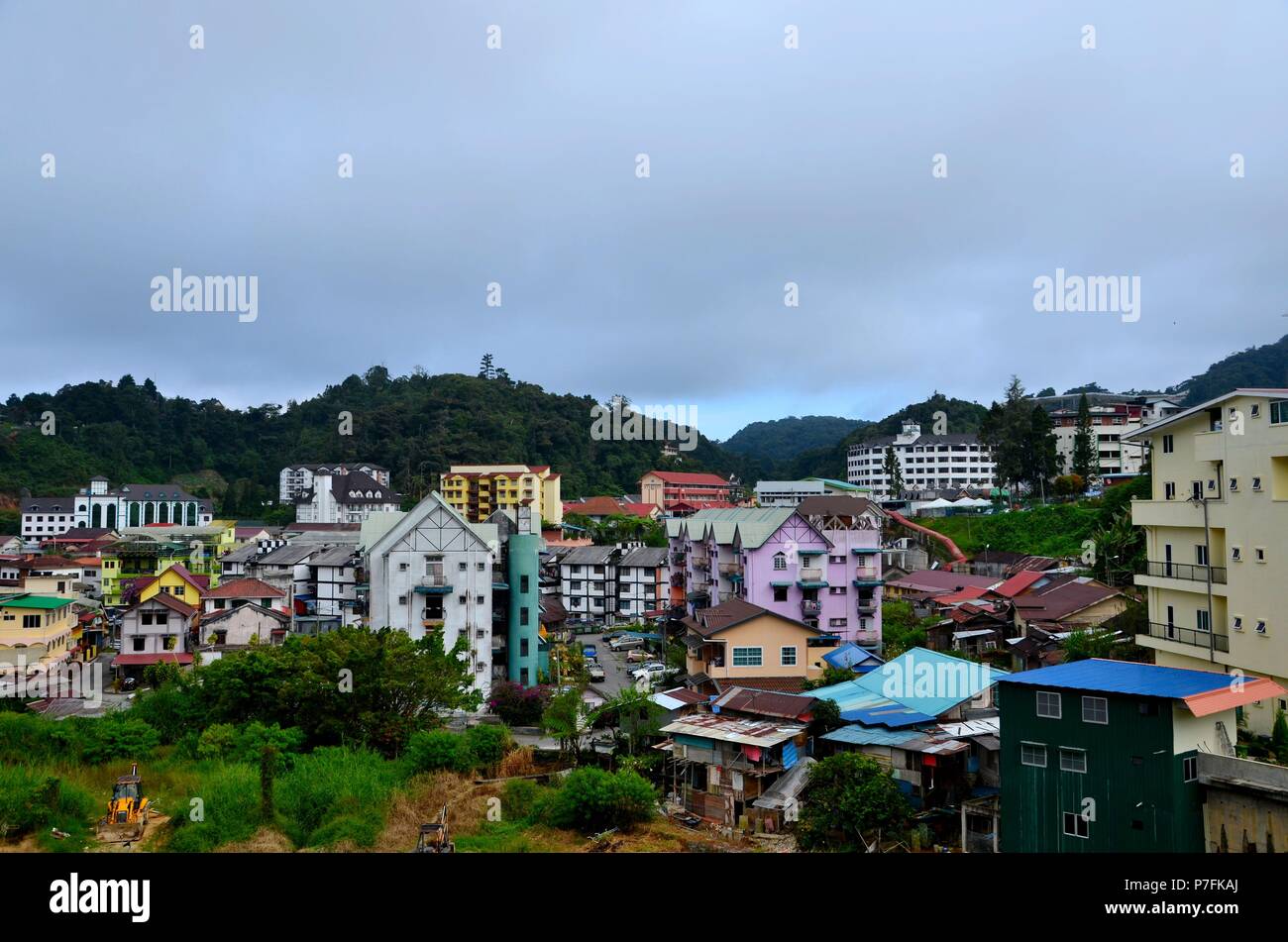 Brinchang town and colorful buildings cityscape view Cameron Highlands ...