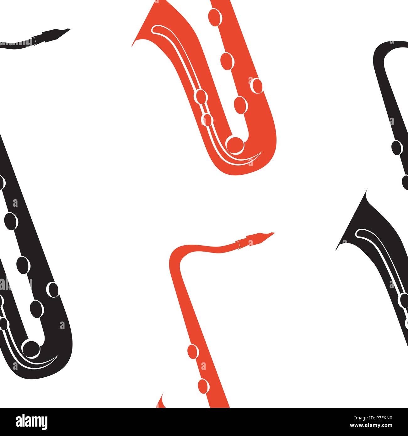 Jazz concept. Saxophone. Seamless pattern. Black and red elements ...