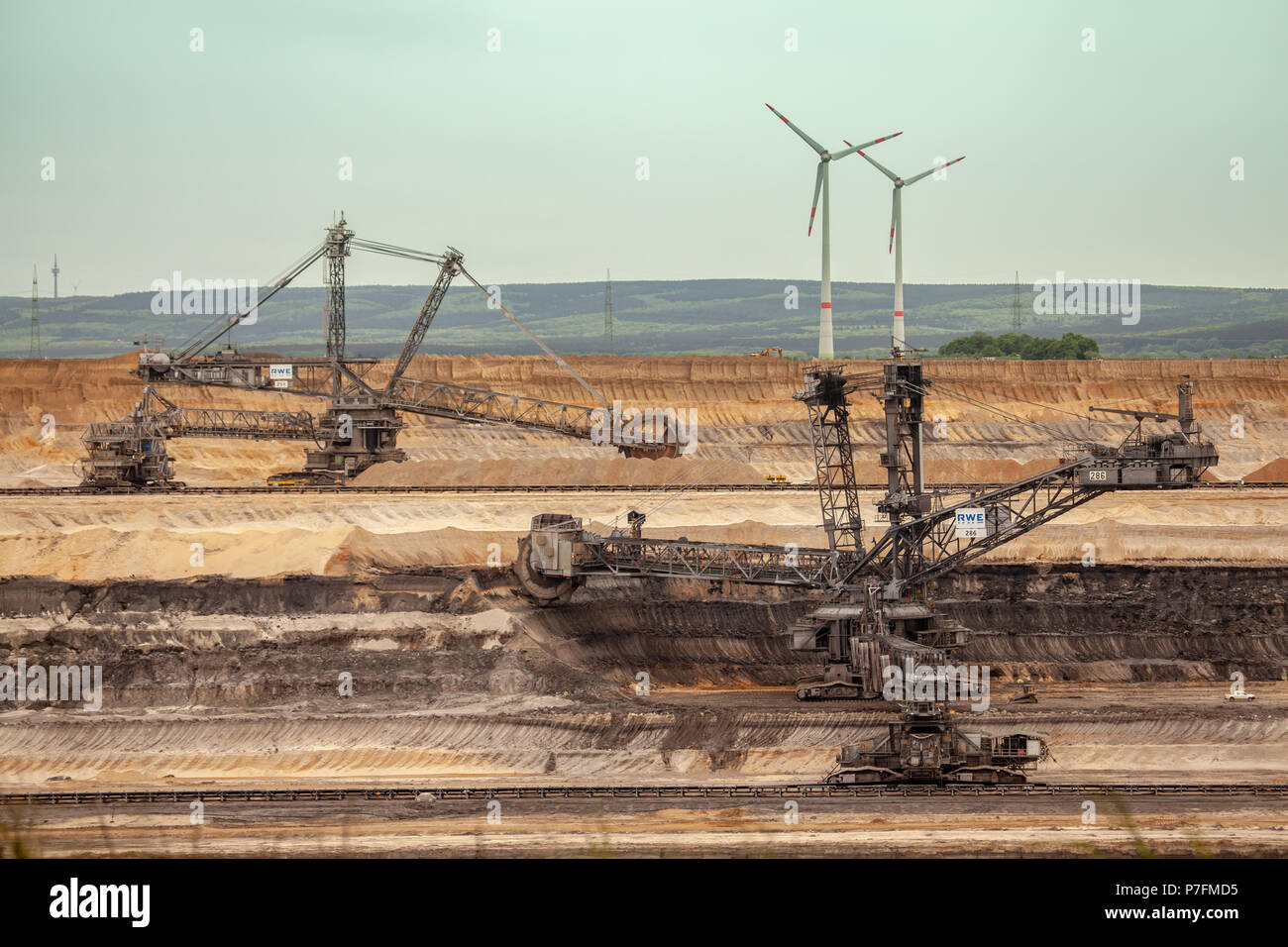 brown coal open pit Landscape Inden Germany RWE Power Industry Stock ...