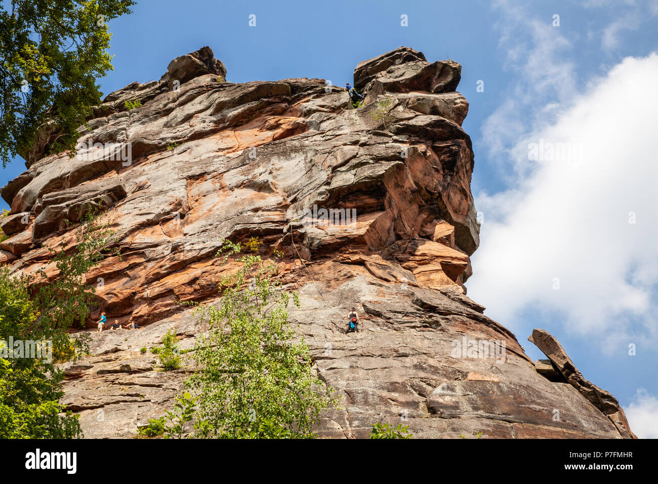 Red sandstone climbing rocks in the south of Germany Palatinate forest ...