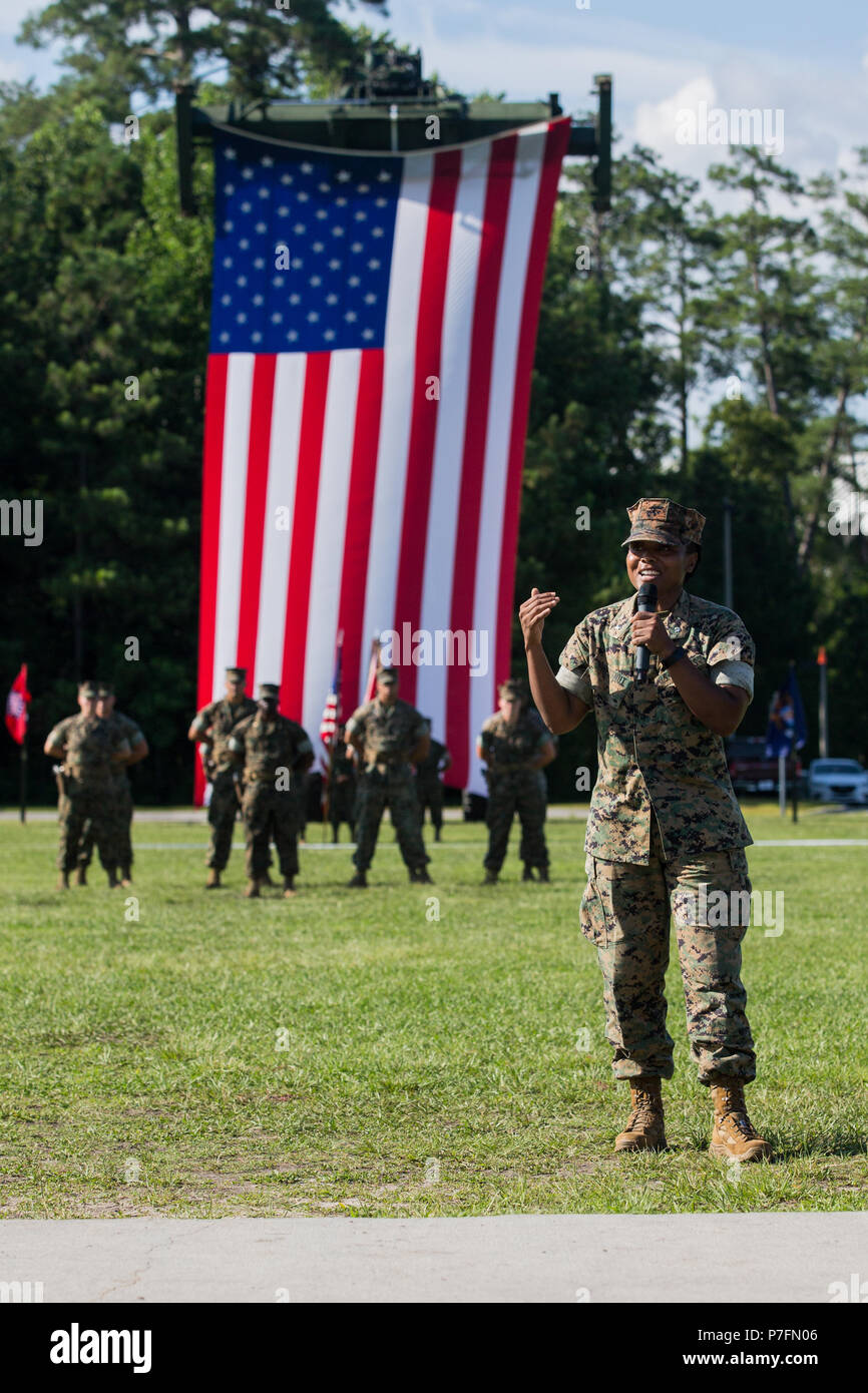 U.S. Marine Corps Lt. Col. Melissa D. Chestnut, off-going 2nd Supply ...
