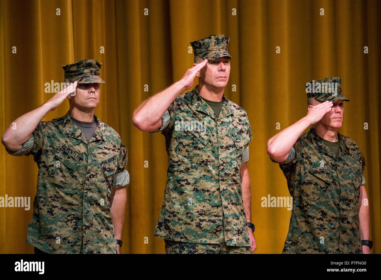 Brig. Gen. Keith D. Reventlow, left, Col. Ronald C. Braney, center, and ...