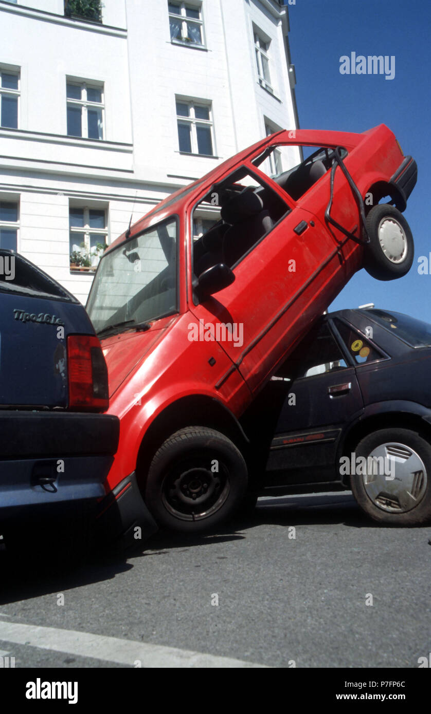 A car trapped between two cars, Berlin, Germany Stock Photo - Alamy