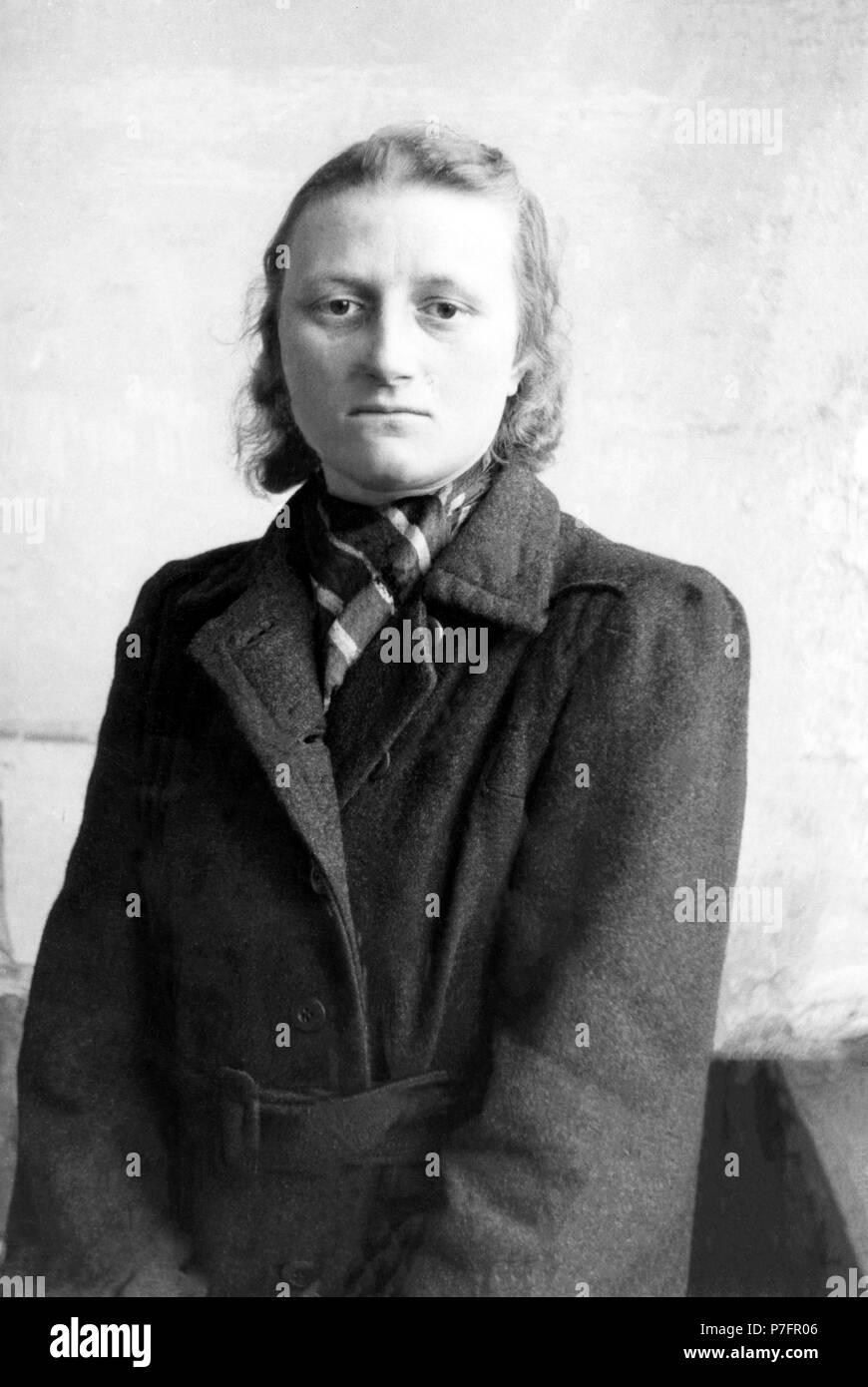 Poor woman in a coat, post-war period, 1948, Leipzig, Germany Stock ...