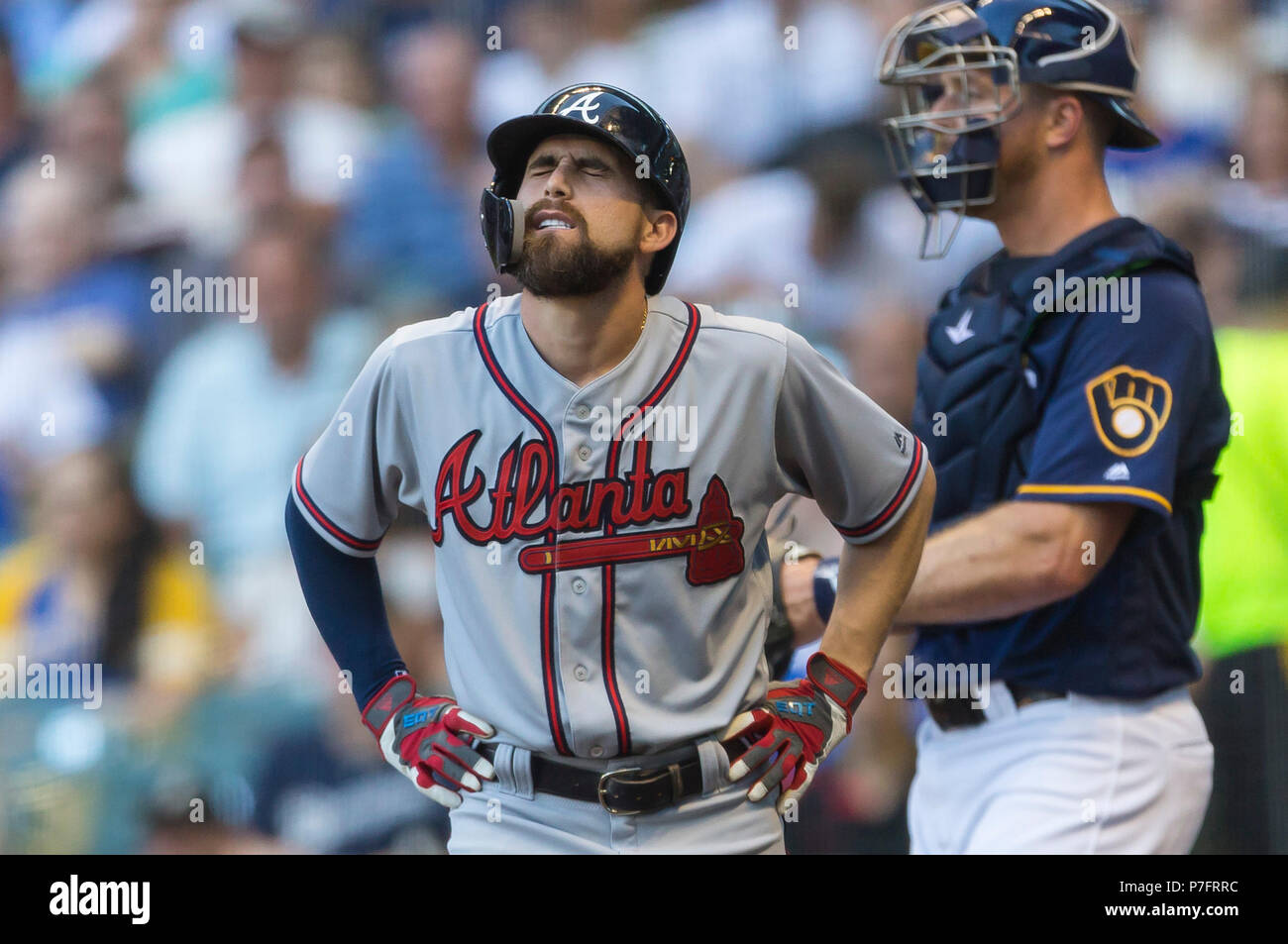 Milwaukee, WI, USA. 5th July, 2018. Atlanta Braves center fielder Ender ...