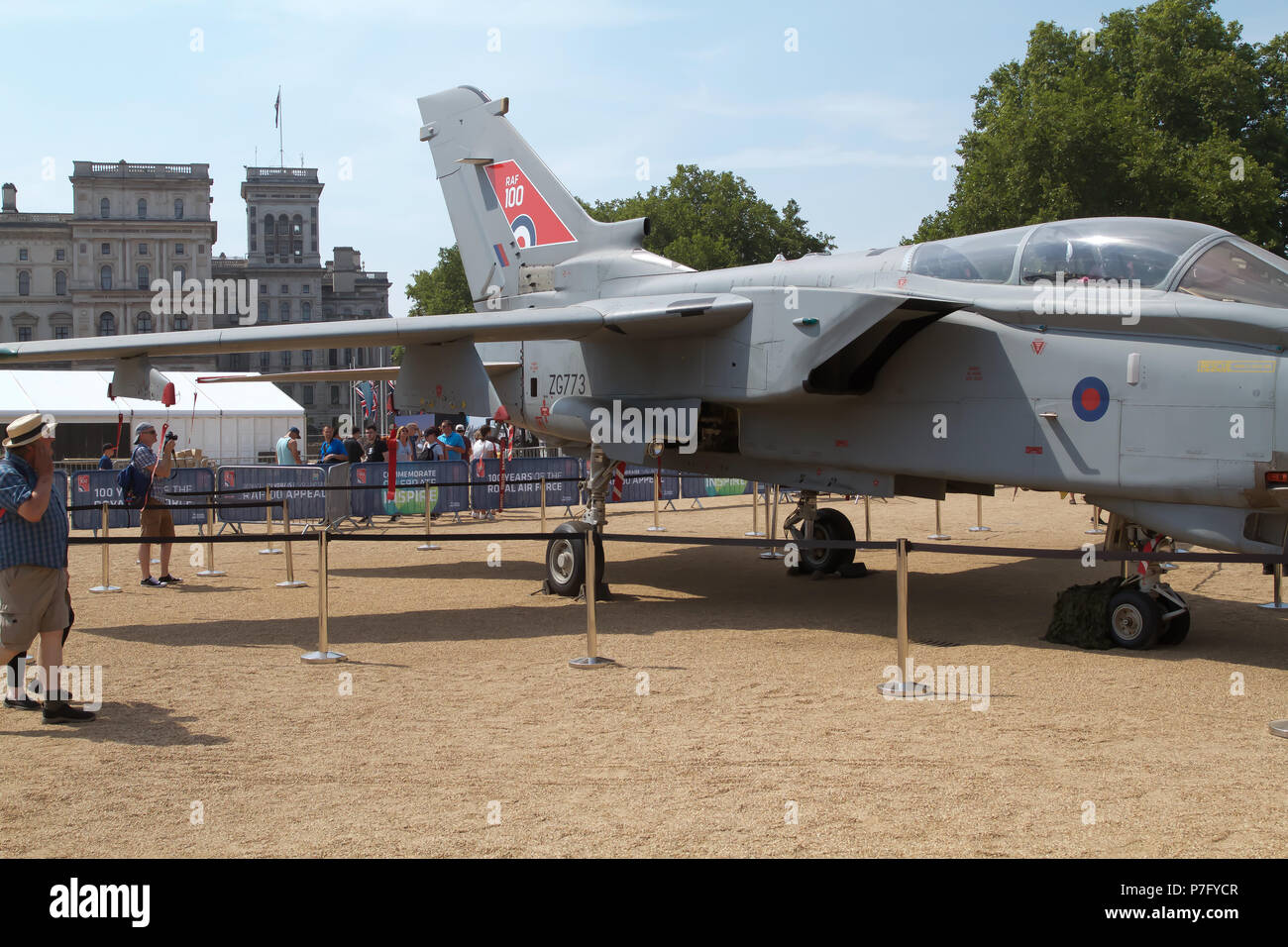 London, UK. 6th July 2018. The RAF100 Aircraft Tour in Horse Guards Parade is a public display ...