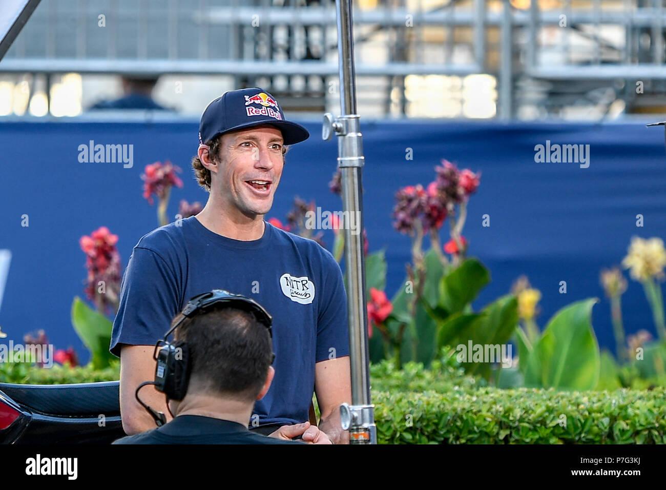 Las Vegas, NV, USA. 6th July, 2018. Travis Pastrana tapes segment on ...