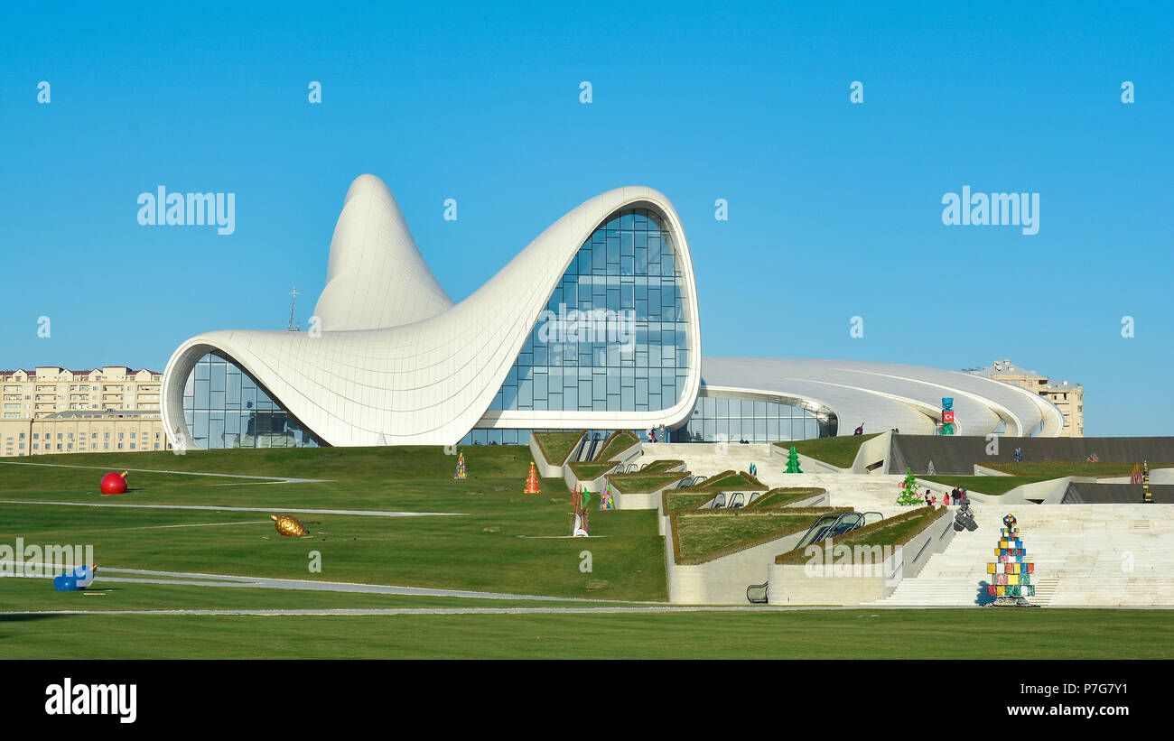 Azerbaijan, Baku, May 20, 2017. Heydar Aliyev Center building with ...