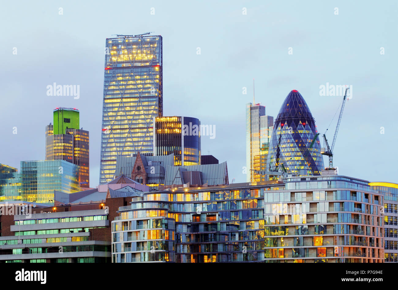 London skyscrapers at night, Britain, UK Stock Photo - Alamy
