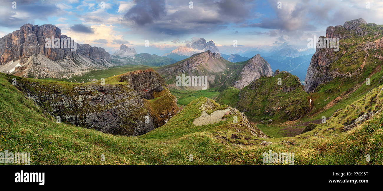 Dolomites mountain panorama at spring Stock Photo - Alamy