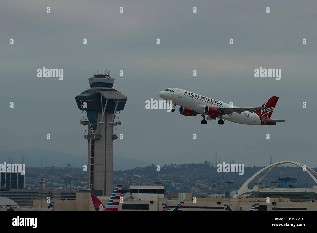 Virgin America Airbus A320 Taking Off From Los Angeles International ...