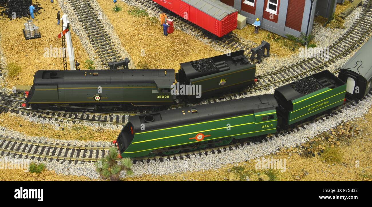 A model of a Merchant Navy class locomotive Stock Photo - Alamy