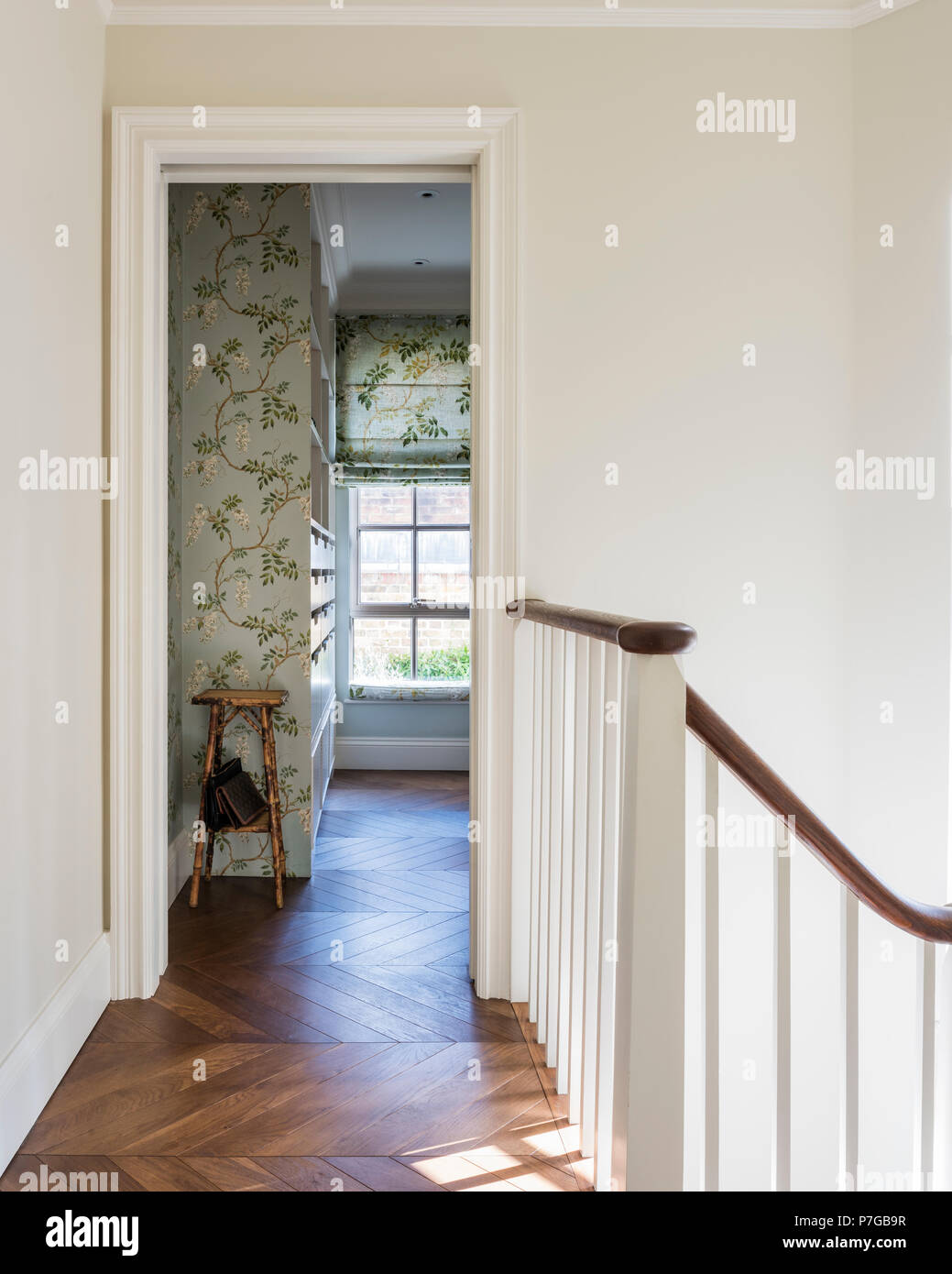 Floral wallpaper through doorway Stock Photo - Alamy